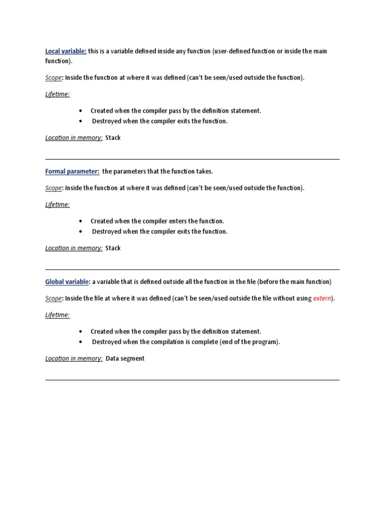Scope And Lifetime Pdf Variable Computer Science Subroutine 0071