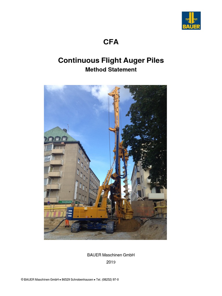 CFA Continuous Flight Auger Piles: Method Statement | Download Free PDF ...