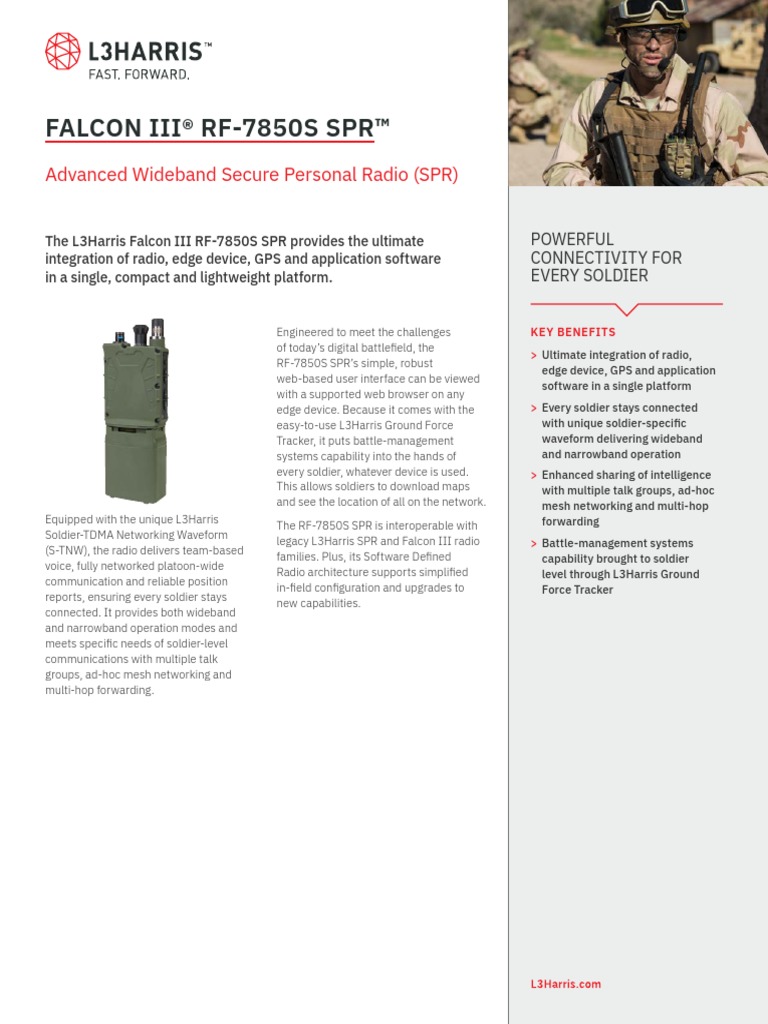 Falcon Iii® Rf-7850S SPR™: Advanced Wideband Secure Personal Radio (SPR ...