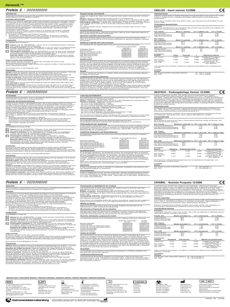 Hemosil™ Protein C - 0020300500: English - Insert Revision 12/2008 ...