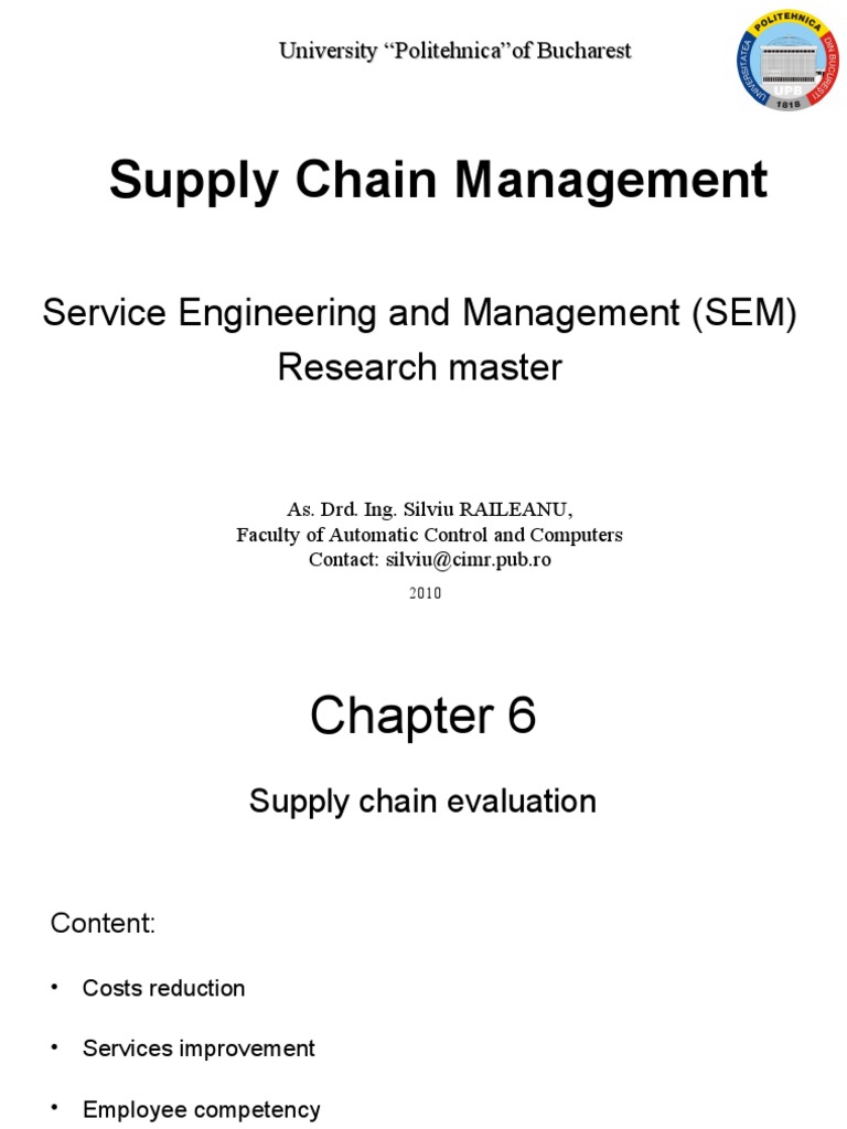 Supply Chain Management: Service Engineering and Management (SEM ...