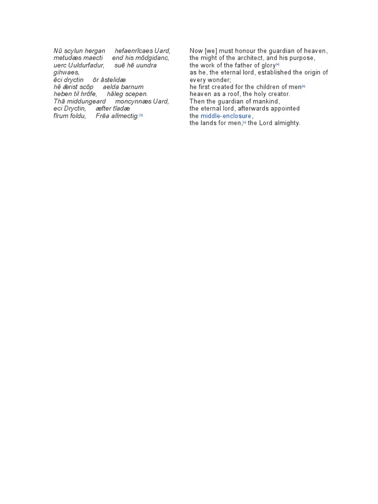 Caedmon's Hymn | PDF