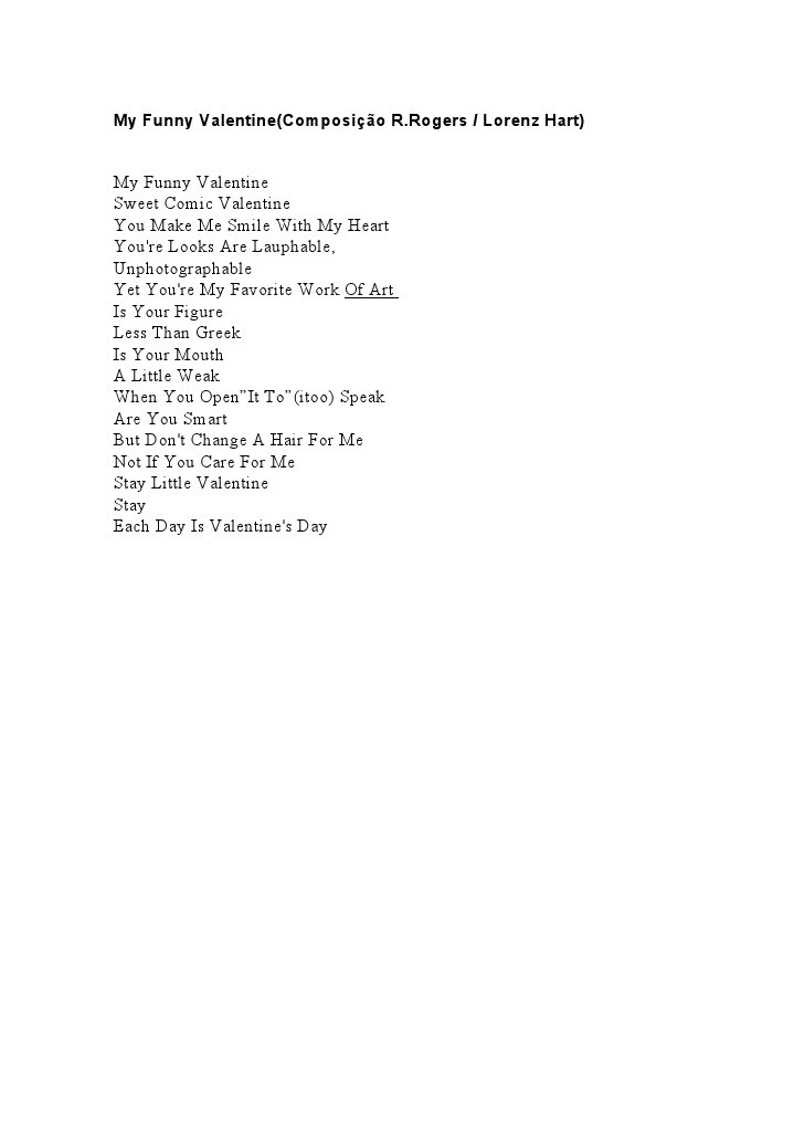 My Funny Valentine Lyrics Analysis | PDF