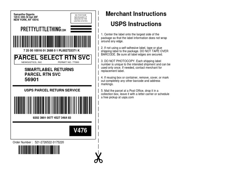 Merchant Instructions USPS Instructions: Smartlabel Returns Parcel RTN ...