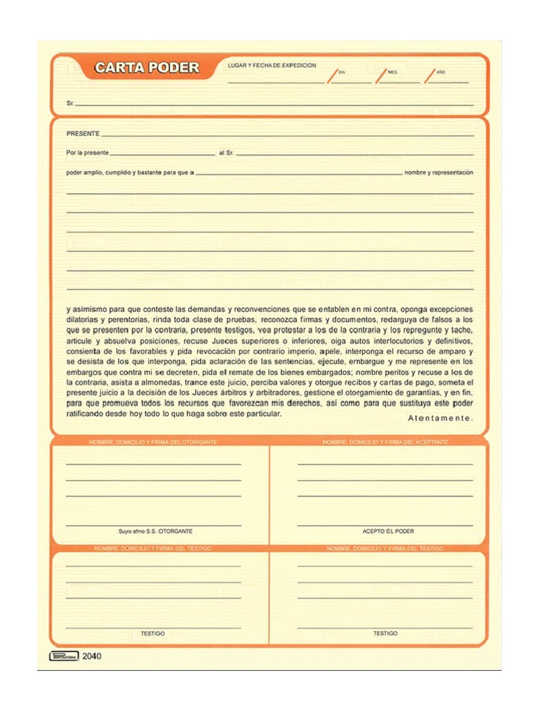 Carta Poder en Blanco | PDF
