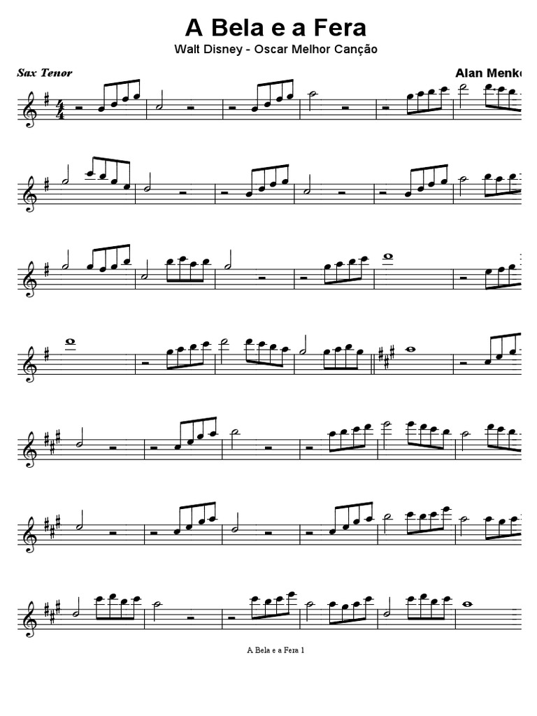 A Bela e A Fera - Sax Tenor | PDF