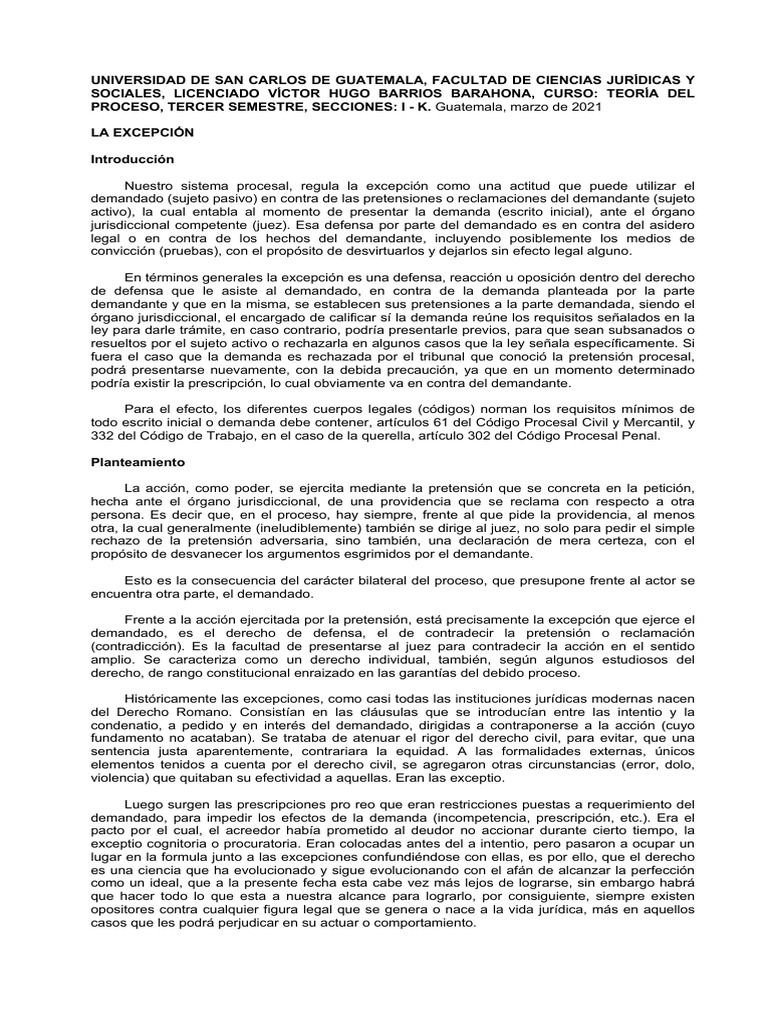 La Excepción 2021 | Descargar gratis PDF | Ley procesal | Demanda judicial