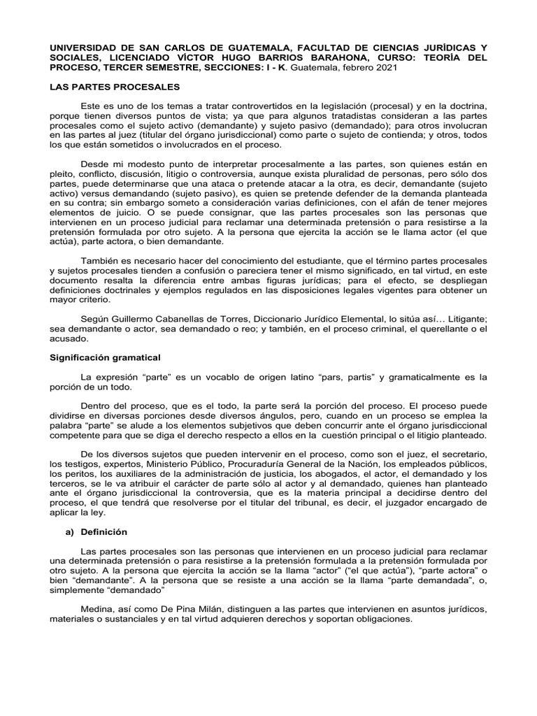 Las Partes Procesales 2021 | PDF | Ley procesal | Reunión