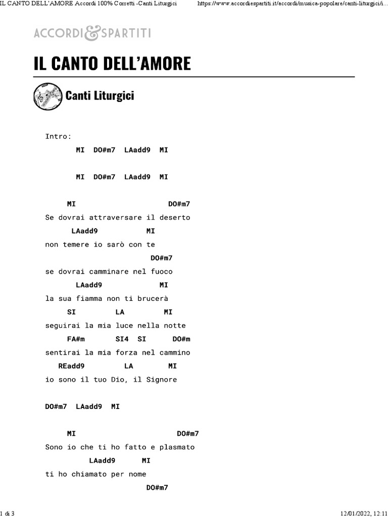 Il Canto Dell Amore - ACCORDI | PDF