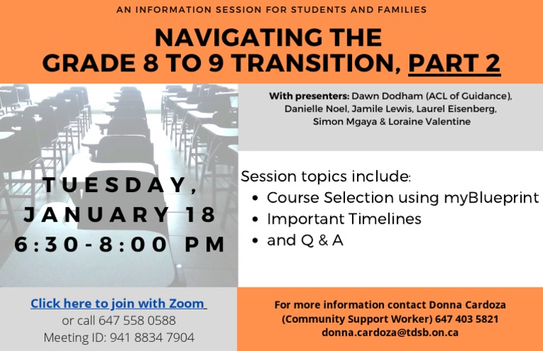 Navigating The Grade 8 To 9 Transition, Part 2: Tuesday, January 18 6: ...