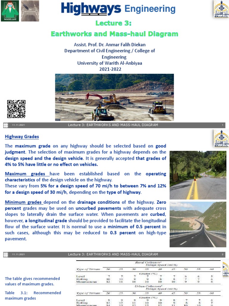 Lecture 3 (Earth Work and Mass Haul Diagram) | PDF | Area | Civil ...