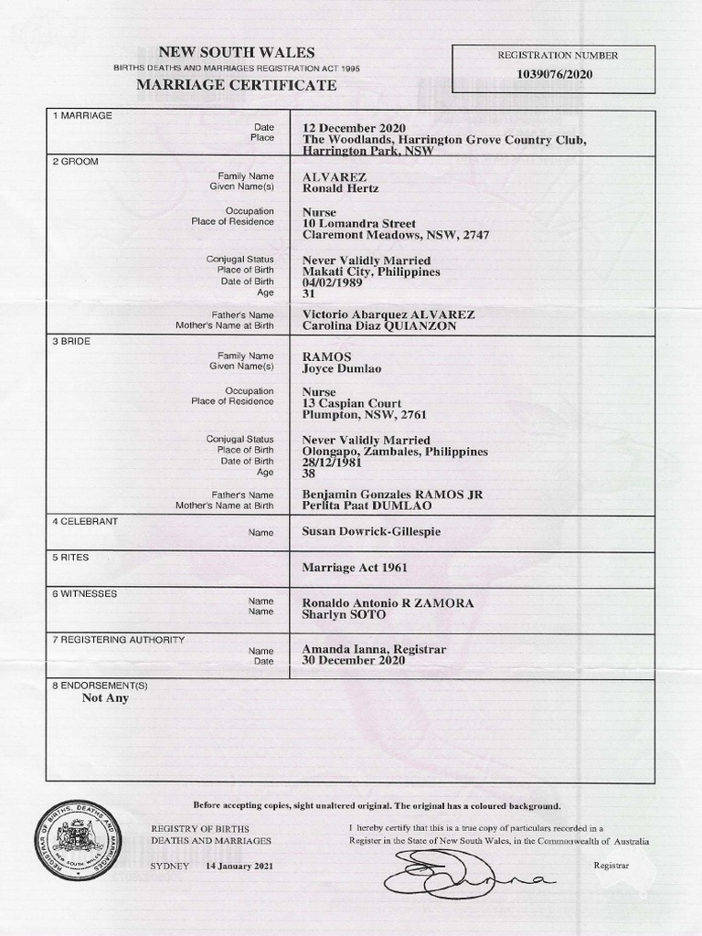 Marriage Certificate | PDF