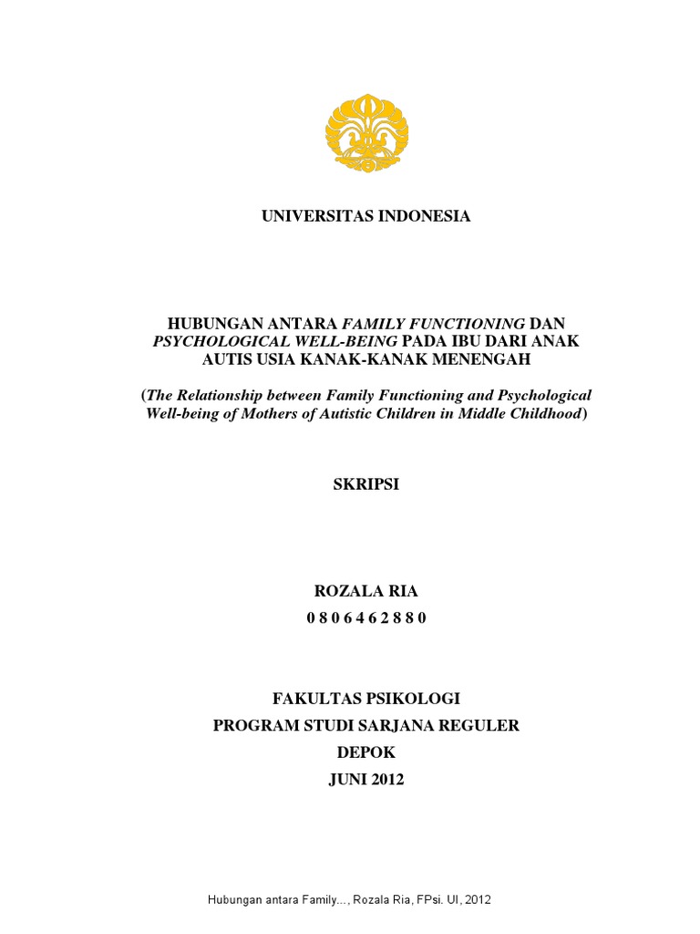 Psychological Well-Being Pada Ibu Dari Anak: Hubungan Antara Family ...