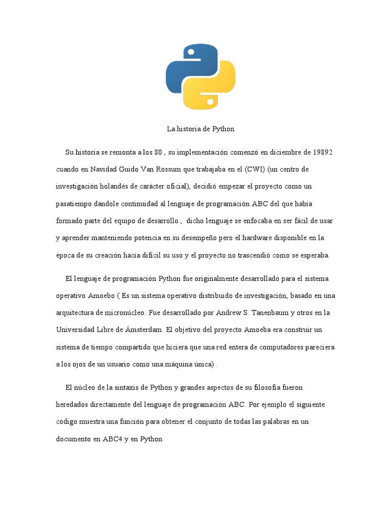 La Historia de Python | PDF