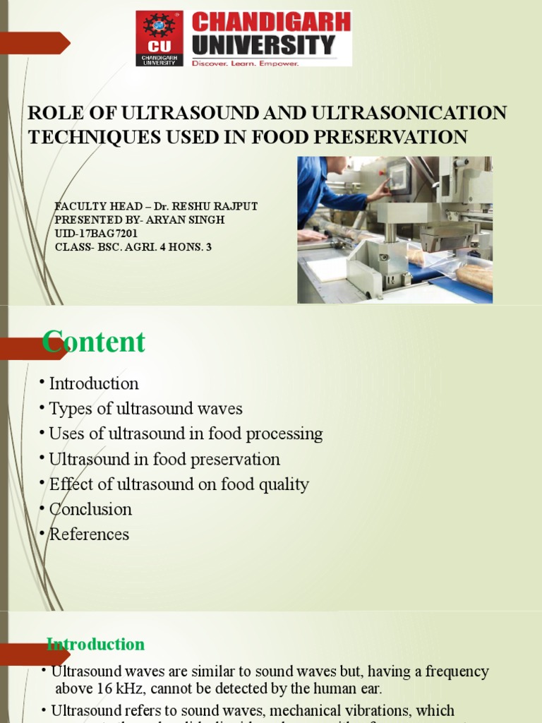 Role of Ultrasound and Ultrasonication Techniques Used in Food ...