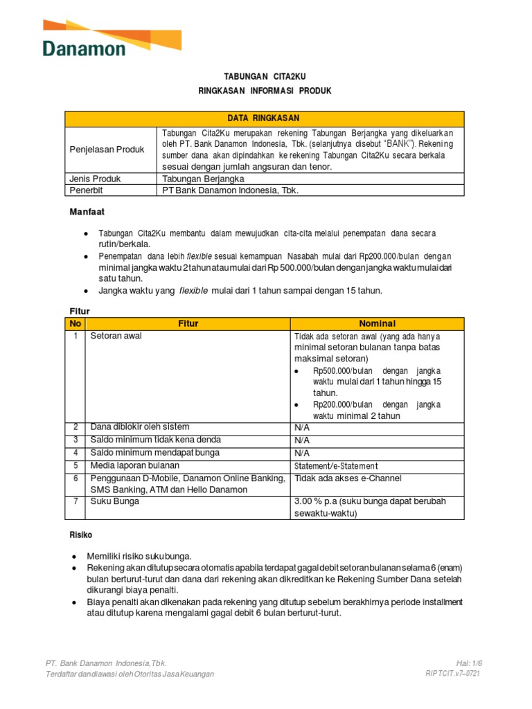 Tabungan Cita2ku V7-0721 | PDF