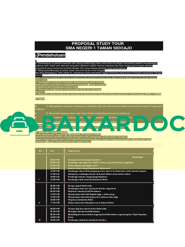 Contoh Proposal Study Tour | PDF