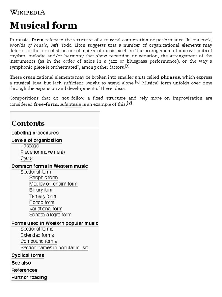 Musical Form - Wikipedia | PDF | Musical Forms | Elements Of Music