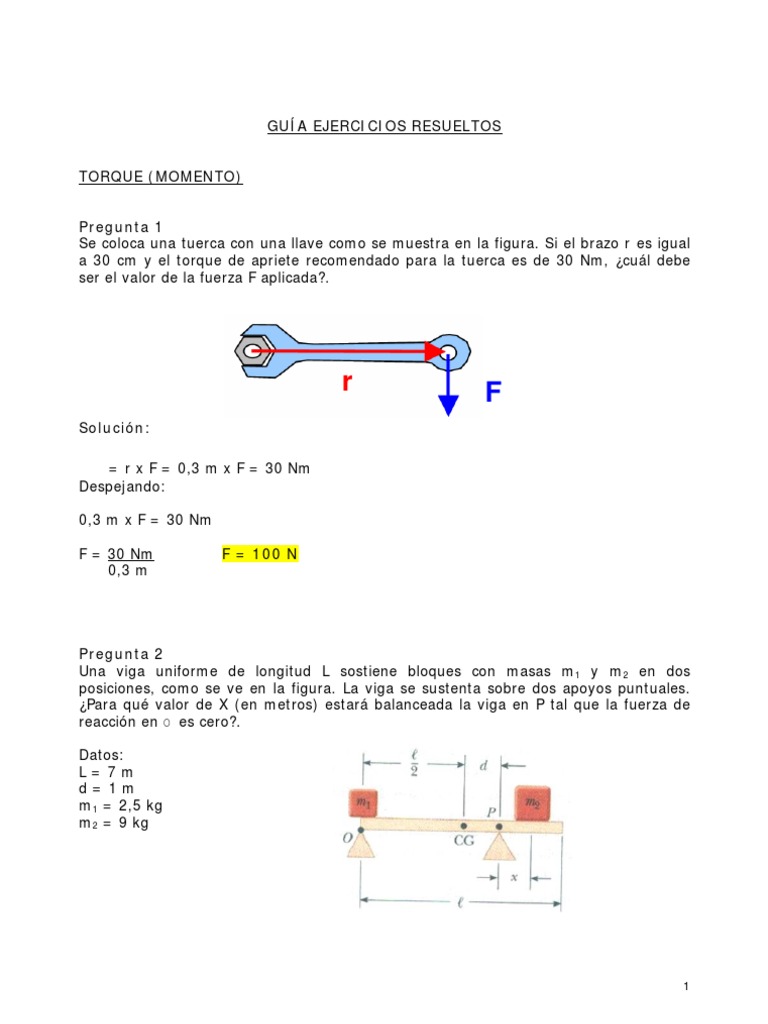 Ejercicios TORQUES | Ecuaciones | Ingeniería mecánica