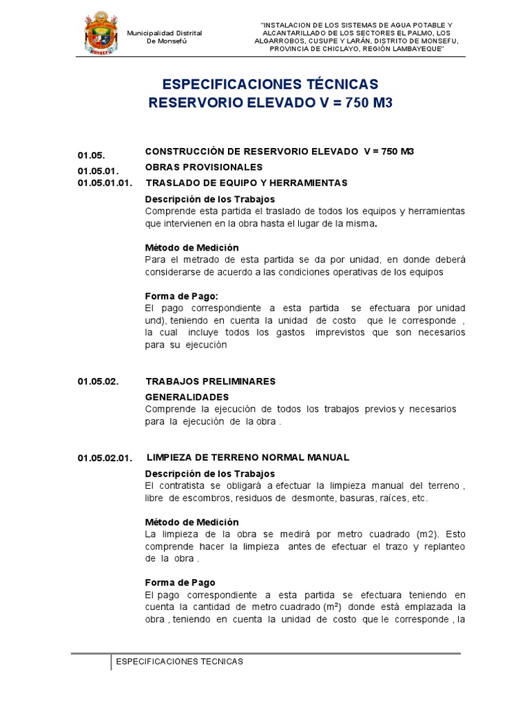 Construcción de Reservorio Elevado 750 m³ | PDF | Fundación profunda ...