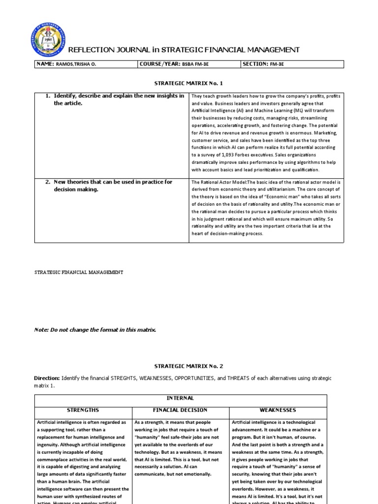 Ramos, Trisha O. Bsba Fm-3e (Reflection-Journal-2021) | Descargar gratis PDF | Artificial ...