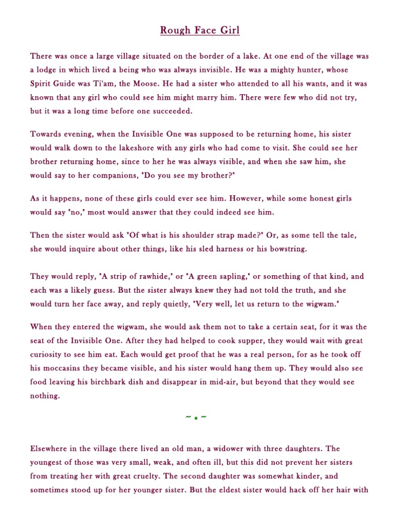 Rough Face Girl | PDF