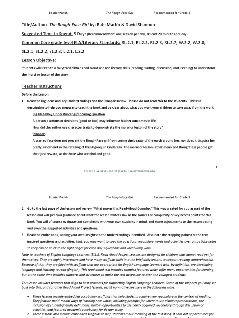 The Rough Faced Girl 2 Lit | PDF | Vocabulary | Cognition