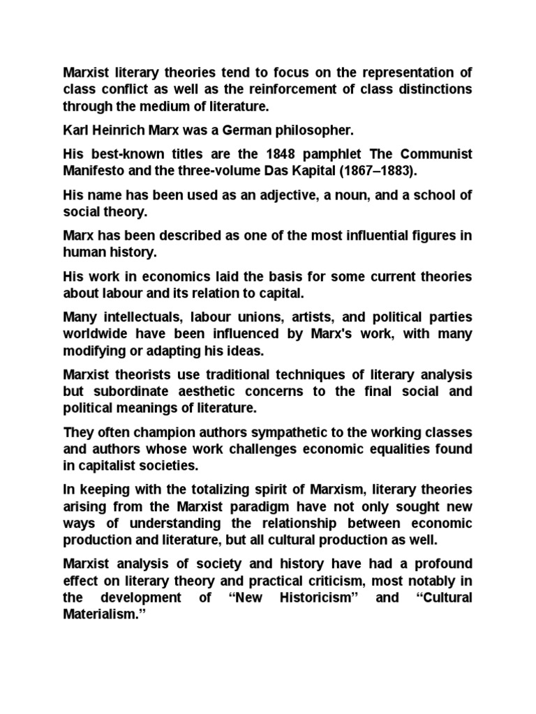 Marxism and Critical Theory in Literature | PDF | Marxism | Critical Theory