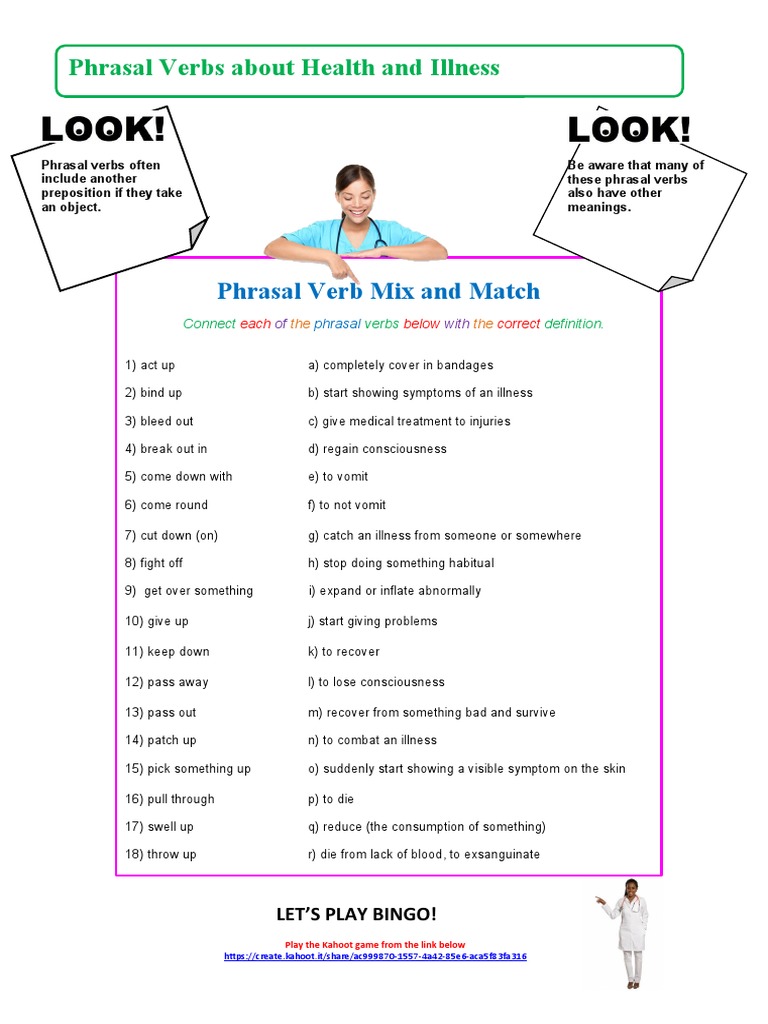 Phrasal Verbs About Health and Illness CLT Communicative Language ...