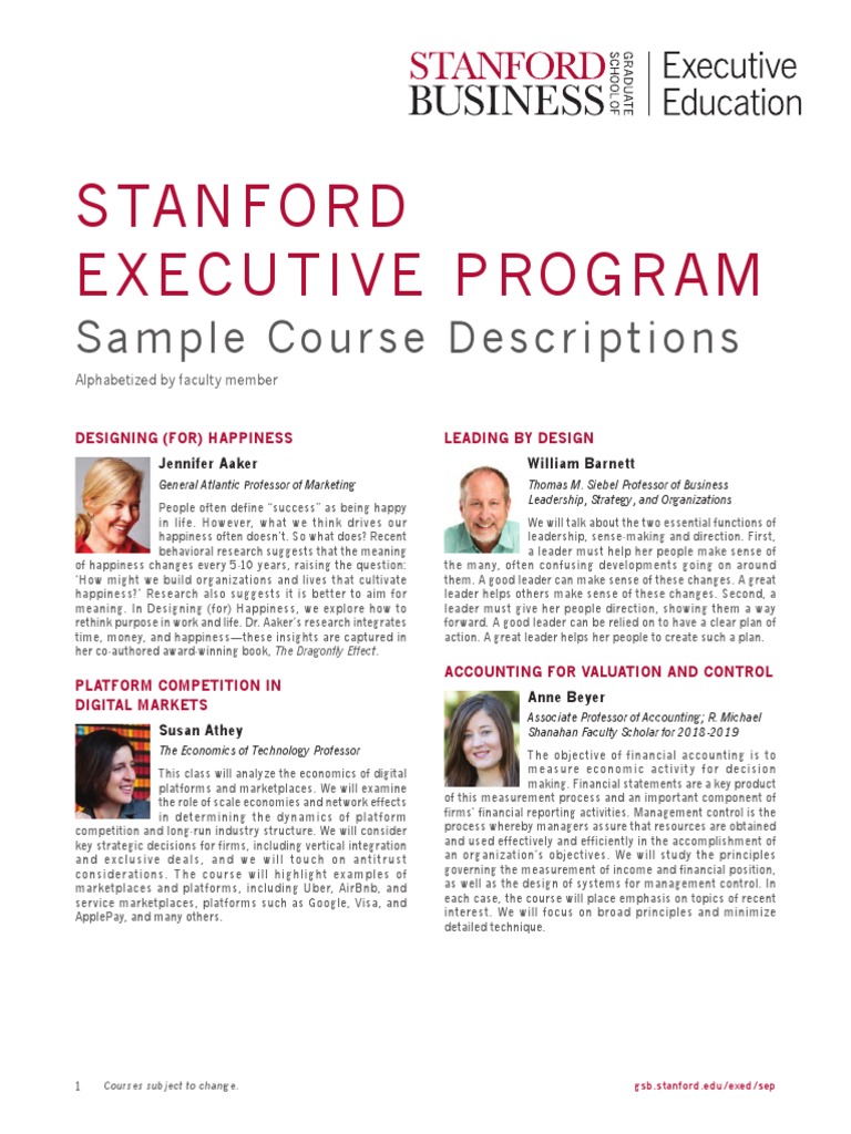 Stanford Executive Program | PDF | Microeconomics | Entrepreneurship