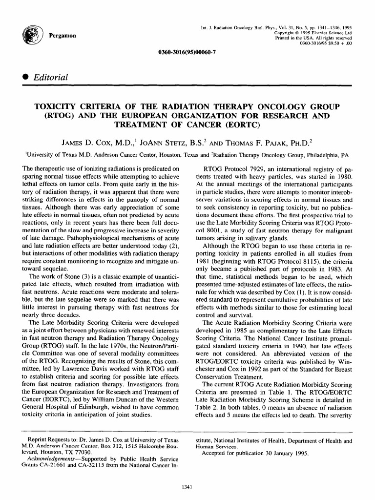 Escala RTOG 1995 | PDF | Radiation Therapy | Creatinine