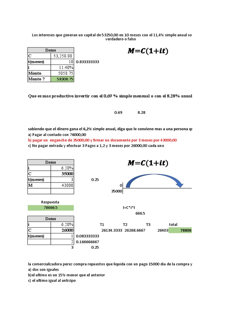 Aaron Paredes Ejercicios en Clases Mat. Financiera | PDF | Comercio ...