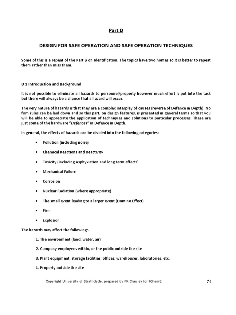 Part D Design For Safe Operation and Safe Operation Techniques | PDF ...