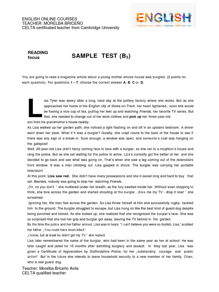 B2 Reading Comprehension Practice | PDF