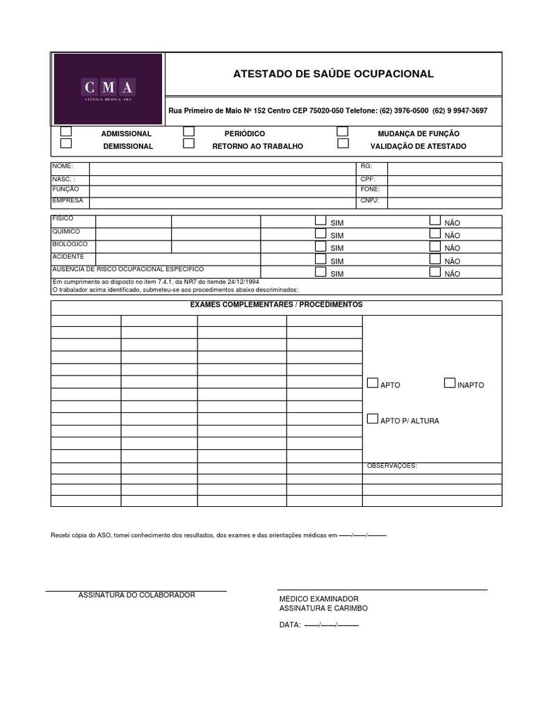 Modelo Novo Aso 2021 | PDF | Ciências da Saúde | Especialidades Médicas