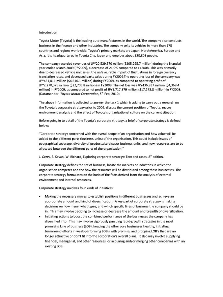 Toyota | PDF | Strategic Management | Corporate Social Responsibility