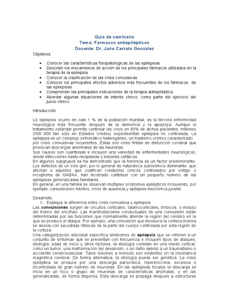 Guia de Farmacos Antiepilepticos | PDF | Epilepsia | Cerebro Guia de Farmacos Antiepilepticos | PDF | Epilepsia | Cerebro