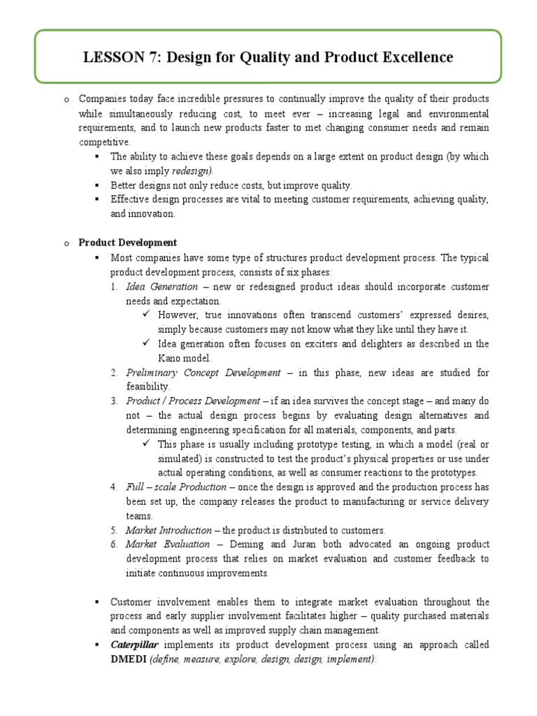 #7 Design For Quality and Product Excellence | PDF | Reliability ...