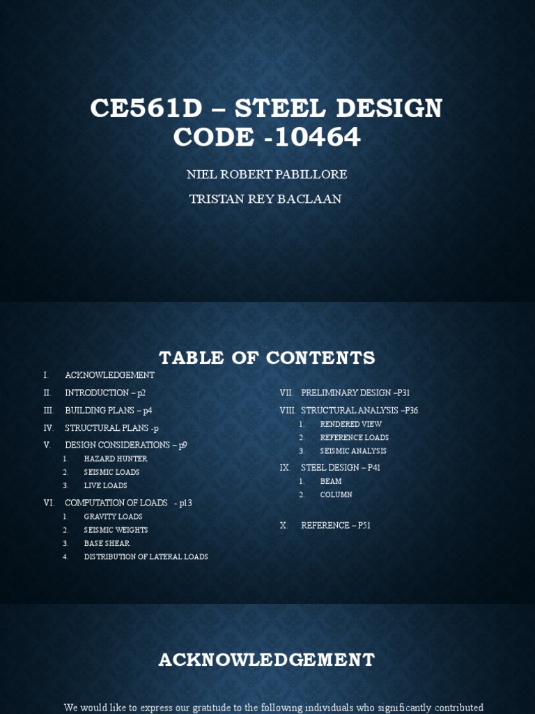 Steel Design Project CE561D Overview | PDF | Wall | Architecture