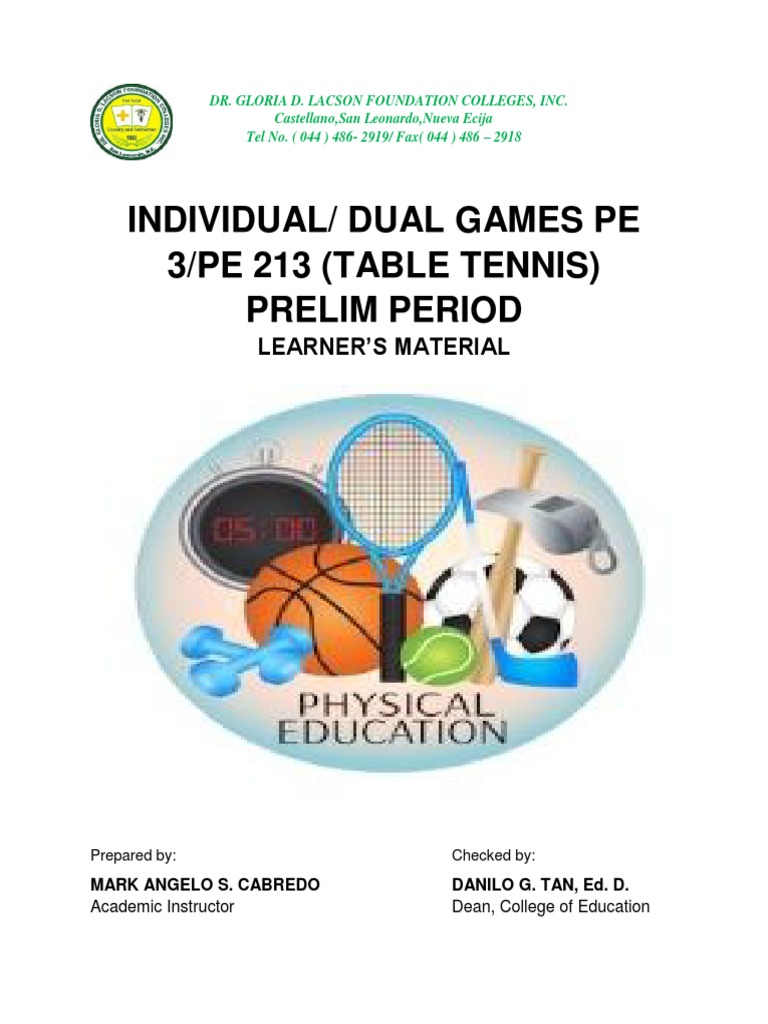 Pe 3 Module | PDF | Table Tennis | Ball Games