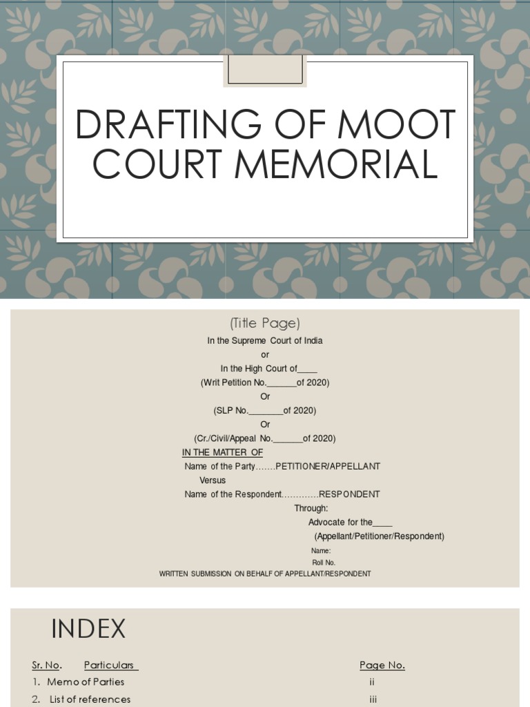 Drafting of Moot Court Memorial | PDF | Appeal | Jurisdiction