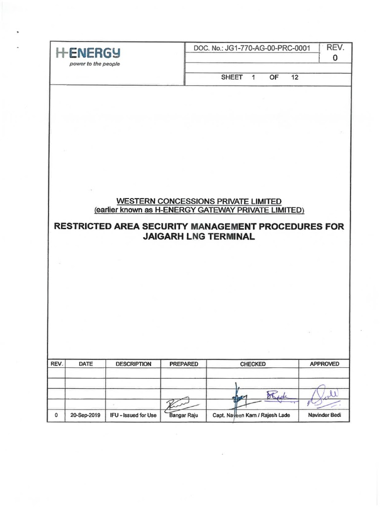 Restricted Area Security Management Procedure | PDF