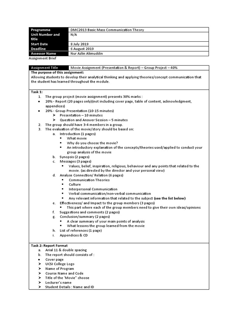 Assigment Brief - Group Assignment | PDF | Communication | Decision Making