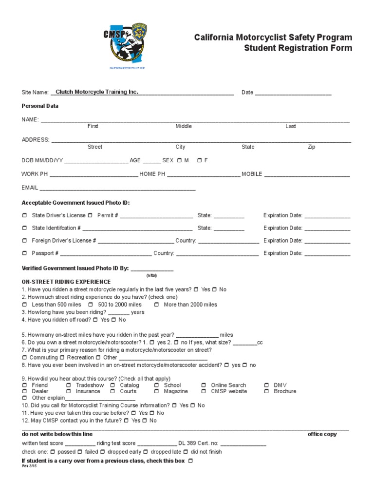 Clutch Motorcycle Student Agreement and Waiver | PDF | Indemnity ...