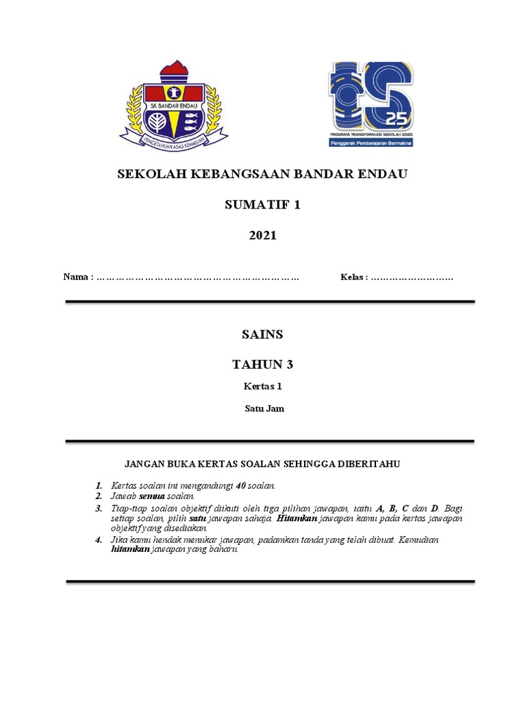 Sumatif 1 Sains | PDF