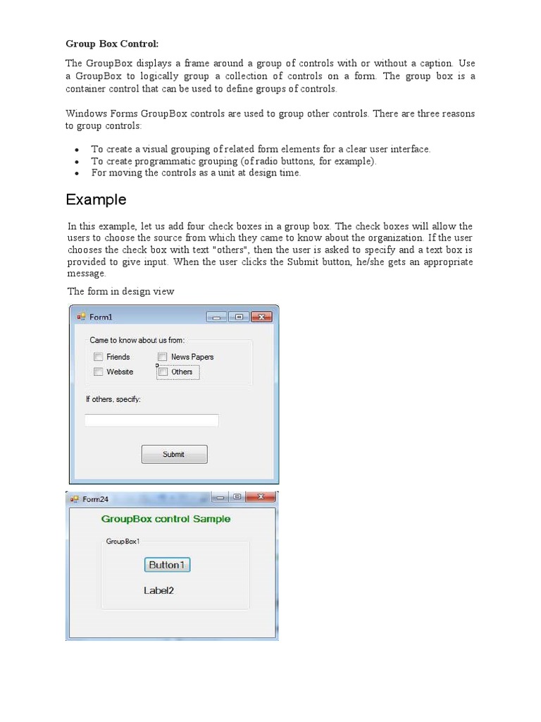 Example: Group Box Control | PDF