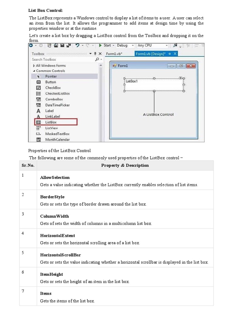 List Box Control | PDF | Computer Programming | System Software