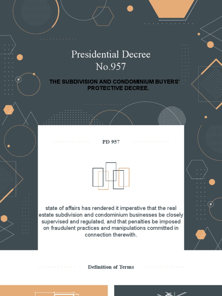 PD 957 | PDF | Condominium | Government
