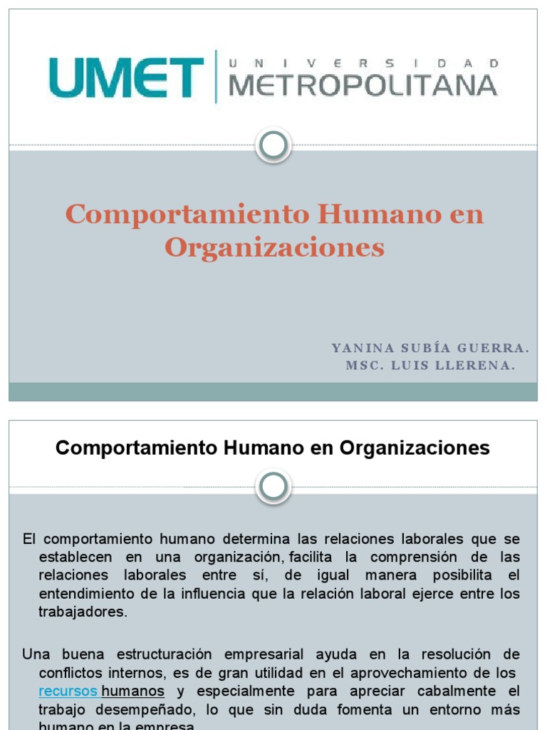 Comportamiento Humano en Organizaciones | PDF | Comportamiento | Sicología