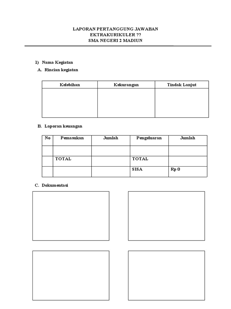 Contoh LPJ Ekskul | PDF